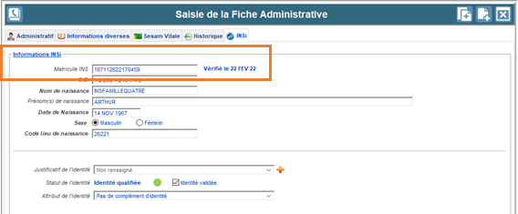 Vérifier l'Identité Nationale de Santé pour un patient